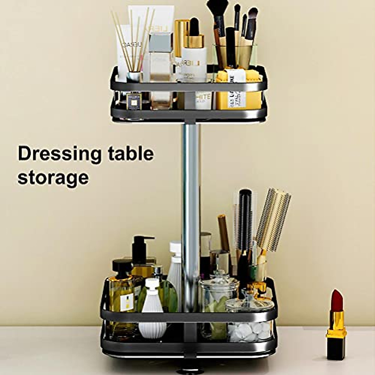 BTSEURY 360° Rotating Storage Rack, 3-Tier Bathroom Countertop Organizer, Kitchen Rack Organizer Counter Storage Shelf