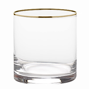 Mikasa Julie Gold Set of 4 Double Old Fashioned Rocks Glass, 15-Ounce, Clear