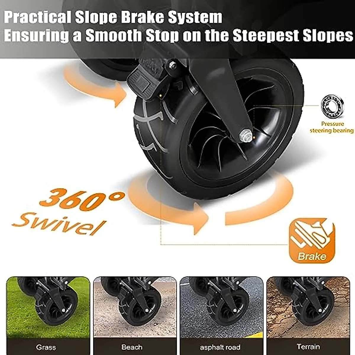 SaSupfe XXL Foldable Wagon Cart with Brake Collapsible Heavy-Duty Alloy Steel Frame, 330+ lbs Capacity, All-Terrain Wheels for Sports,Fishing,Outdoor Camping and Shopping(White)