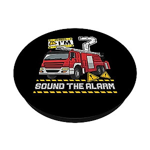 7th Birthday Firefighter Fire Truck 7 Year Old Funny B-Day PopSockets Standard PopGrip