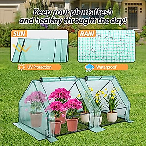 Funny Sunny Portable Mini Greenhouse, Outdoor Garden Greenhouse with Roll Up Door & Double Zipper, Waterproof & UV Protected Plastic Greenhouse for Indoor Outdoor Patio Backyard Nursery Vegetable