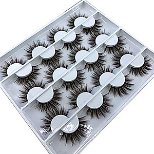 HBZGTLAD 12 pairs 3D Mink Lashes Natural False Eyelashes Dramatic Volume Fake Lashes Makeup Eyelash Extension Silk Eyelashes (C-3)