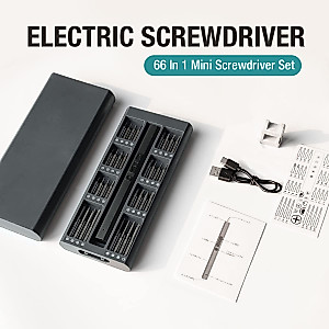 EFAITHFIX Electric Screwdriver Set, 66 In 1 Cordless Mini Power Precision Screwdriver Kit with 64 Bits, Rechargeable Portable Magnetic Repair Tool Kit with LED Lights for Phone Laptop Watch Jeweler