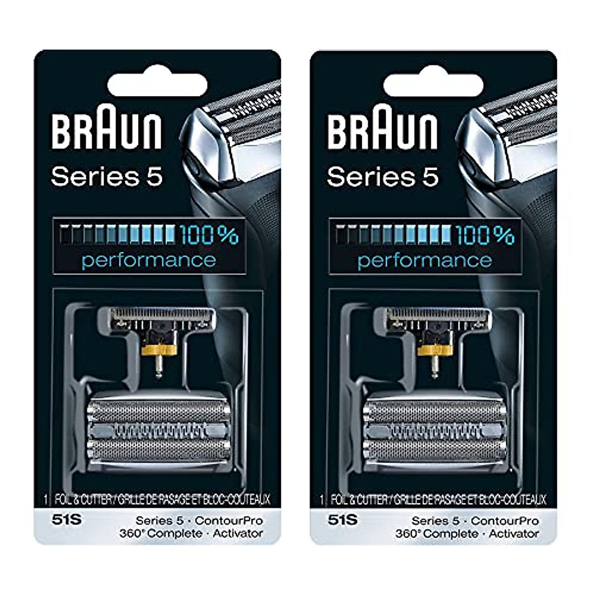 BRAUN 51S 8000 Series 5 360 Complete Activator ContourPro Shaver Foil & Cutter Head Replacement Pack, 2 Count