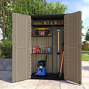 HOMSPARK Black Metal Laminate Shelves Kit Vertical Storage Shed