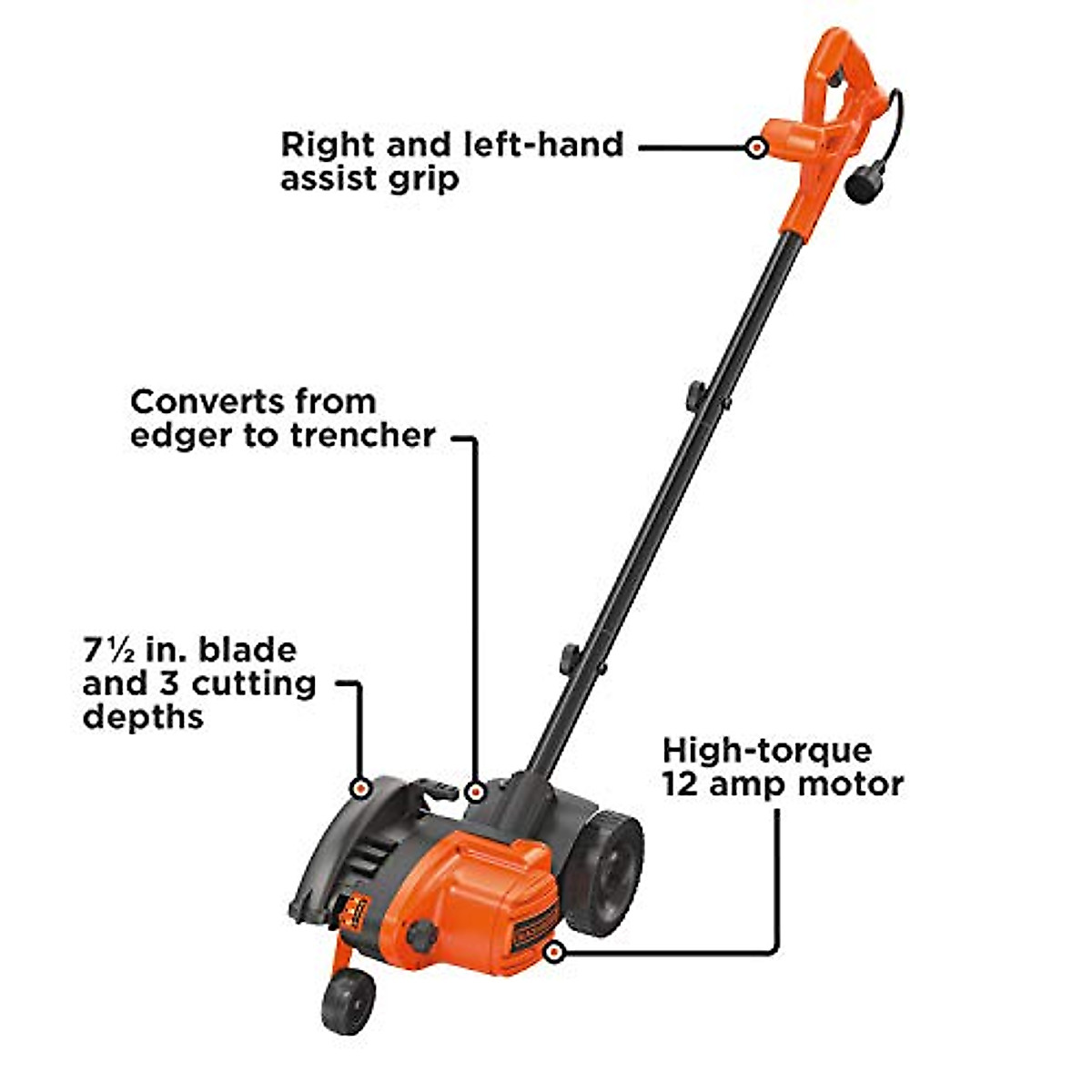 BLACK+DECKER 2-in-1 String Trimmer / Edger and Trencher, 12 -Amp (LE760FF)