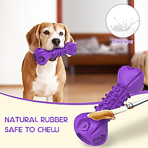 Wonfly Indestructible Dog Chew Toys, 8inch Dog Squeak Toys for Large Dogs Aggressive Chewers, Natural Rubber Dog Interactive Dog Toys for Medium Large Dogs, Boredom Puzzle Feeder (Purple)