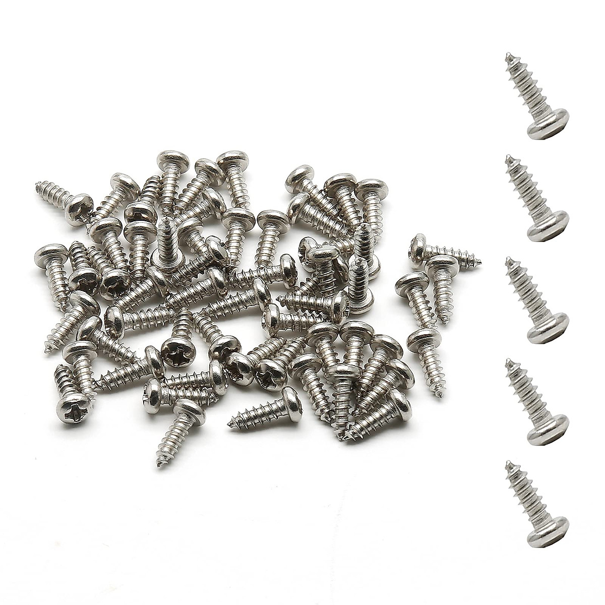 Qjaiune 100Pcs #2 x 1/4" Pan Head Sheet Metal Screws, 18-8 Stainless Steel Screws Full Thread Phillips Screws, Self-Tapping Screws for Wood Drywall Plastic