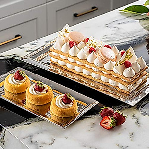 Colleta Home Silver Hammered Trays - Silver Serving Trays and Platters - Appetizer Tray - Chrome Platters (2 Pack Rectangle Platters)