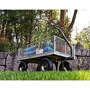 Gorilla Carts GOR1001-COM Heavy-Duty Steel Utility Cart with Removable Sides, 1000-lbs. Capacity, Gray