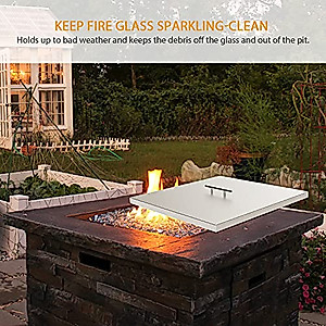 AJinTeby Fire Pit Lid Fits 18” Square Burner Pan, 21" x 21" Stainless Steel Fire Pit Burner Cover, Fire Pit Cover Rectangular Burner Pan