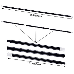 Magic Show Theatrical Cane 1920s Black Cane Halloween Costume Accessories Plastic Dance Canes with White Caps for Children Adult, 36.5 Inch (1 Piece)