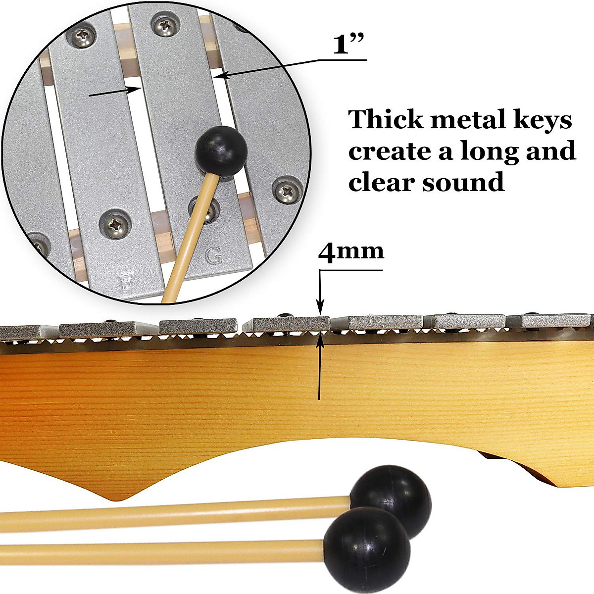 inTemenos Professional Diatonic Glockenspiel 15 notes - Metal Xylophone - 23 Sheet Music Songs, Stickers