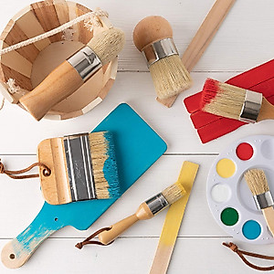 Chalk & Wax Paint Brush (Set of 6) for Waxing & Painting Projects – 100% Natural Boar Bristles, Ergonomic Handles, Minimum Shedding – Smooth Coverage for Furniture, Milk Paint & Stencil by Diyartz