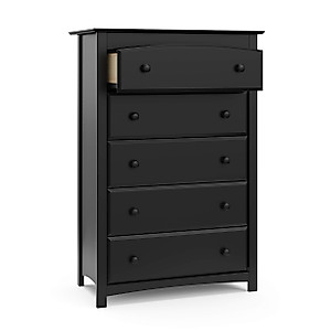 Storkcraft Kenton 5 Drawer Dresser (Black) – Dresser for Kids Bedroom, Nursery Dresser Organizer, Chest of Drawers for Bedroom with 5 Drawers, Universal Design for Children’s Bedroom