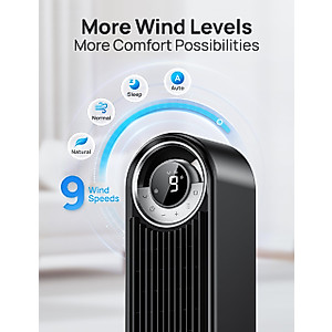 Dreo Tower Fan for Bedroom, 42 Inch Bladeless Fan, 90° Oscillating Fan, Quiet Floor Fan with Remote, LED Display, 6 Speeds 4 Modes, 12H Timer, Standing Fans for Home Living Room Office, Cruiser Pro T2