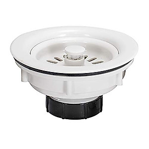 EZ-FLO 30006 Removable Kitchen Sink Basket Strainer Stopper Drain Assembly Kit, Economy White ABS Body, 3-1/2-inch to 4-inch Opening