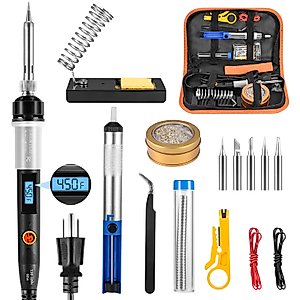 Electronics Soldering Iron, SREMTCH 80W Precision Soldering Iron Kit with LCD Display, Professional Soldering Iron Kit with Adjustable Temperature 392℉ - 842℉, ON/OFF Switch, Welding Accessories
