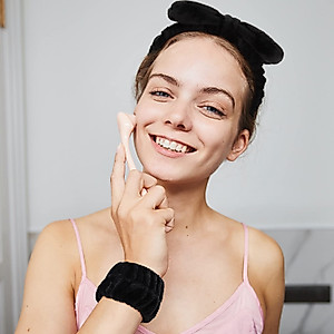 WHAVEL 6PCS Spa Headband and Wristband Set, Face Wash Headband Makeup Skincare Headband Wrist Bands for Washing Face