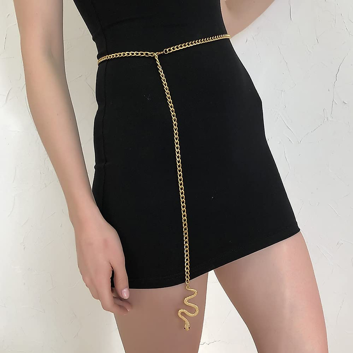 Wekicici Boho Snake Belly Chain Gold Metal Belt Body Chain Chunky Belly Link Waist Party Sexy Body Chain for Women(style 2)