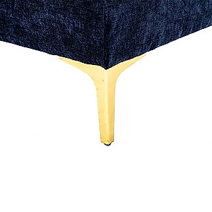 Zaboro 110" U-Shaped Sectional Sofa, 4-Seater Modular Sofa Couch with Double Chaises, Velvet Accent Sofa with Golden Metal Legs & Armrest Pillows, for Living Room, Apartment and Office,Navy Blue