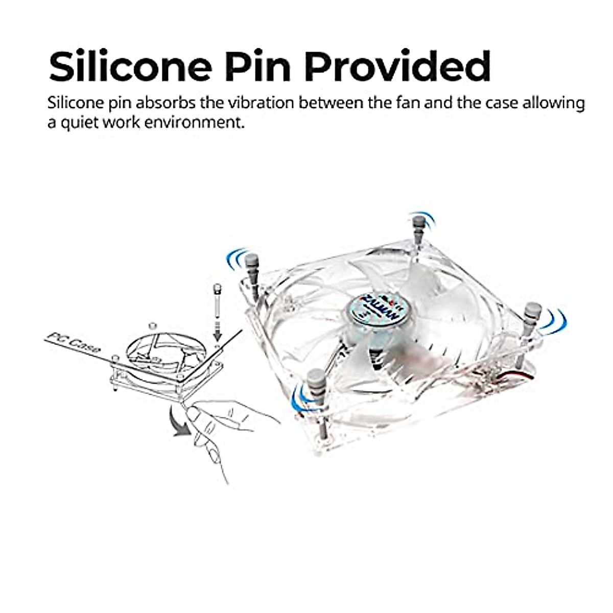 Zalman Ultra Quiet ZM-F3 120mm Blue LED Shark Fin Blade Case Fan Cooling,White ZM-F3 LED (SF)
