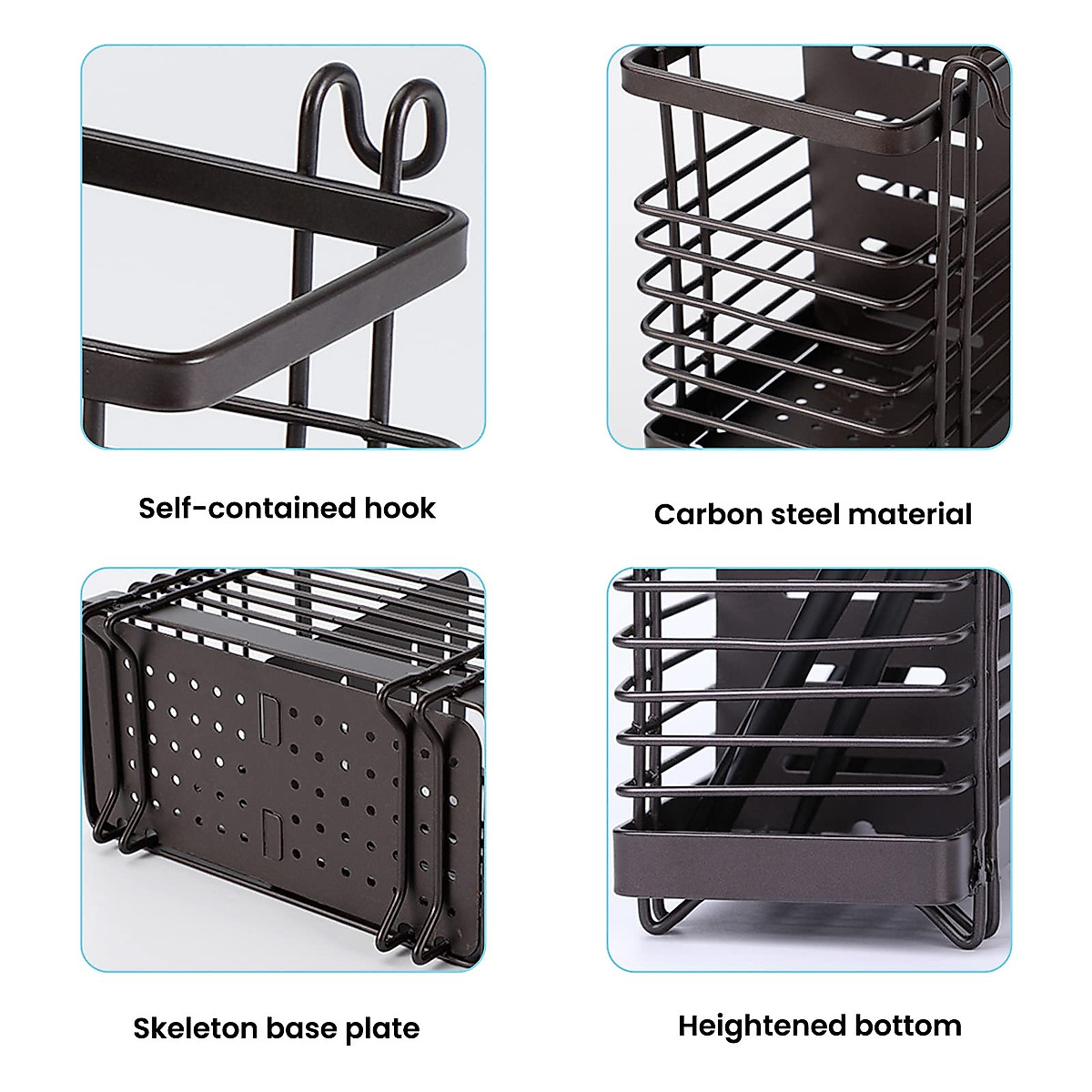 heylad Utensil Holder for Kitchen Counter- 8.1" x 4.2" x6.9" Large Utensils Holder For Farmhouse Cooking, Utensil Caddy Spatula Holder (2 Compartments )