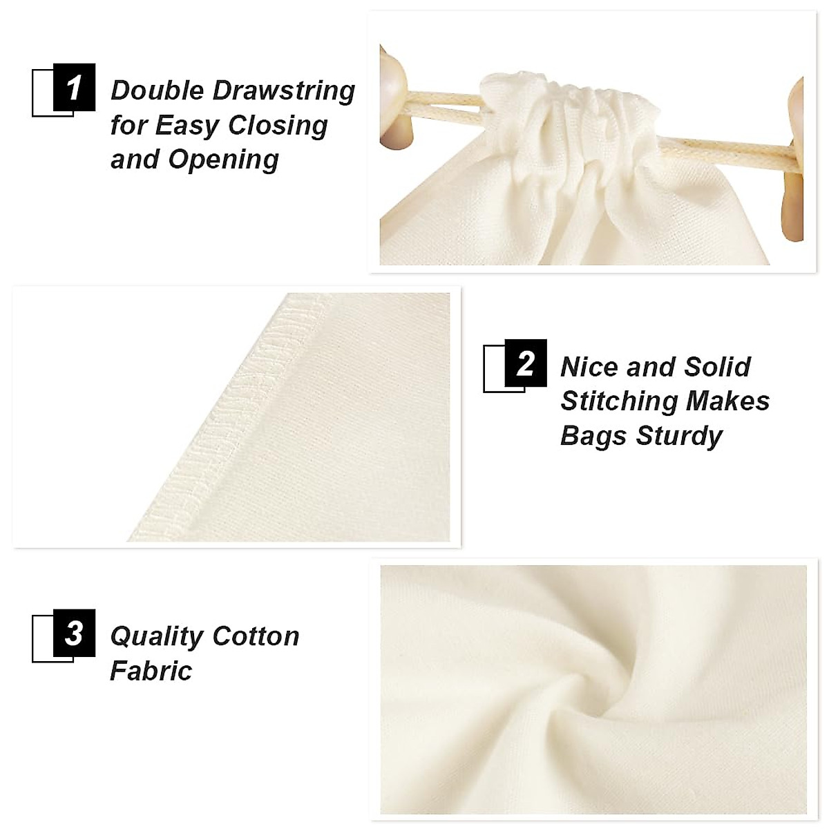 HRX Package 20pcs Muslin Bags 5x7 inch, Cotton Drawstring Pouches Sachet Bags for Gift Party Favors Jewelry DIY