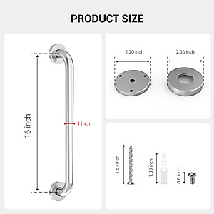 16 Inch Grab Bars for Bathtubs and Showers Brushed Nickel, Safety Shower Grab Bars for Seniors Elderly Handicapped, Handicap Grab Bars for Shower with Concealed Screws, Tesuchan
