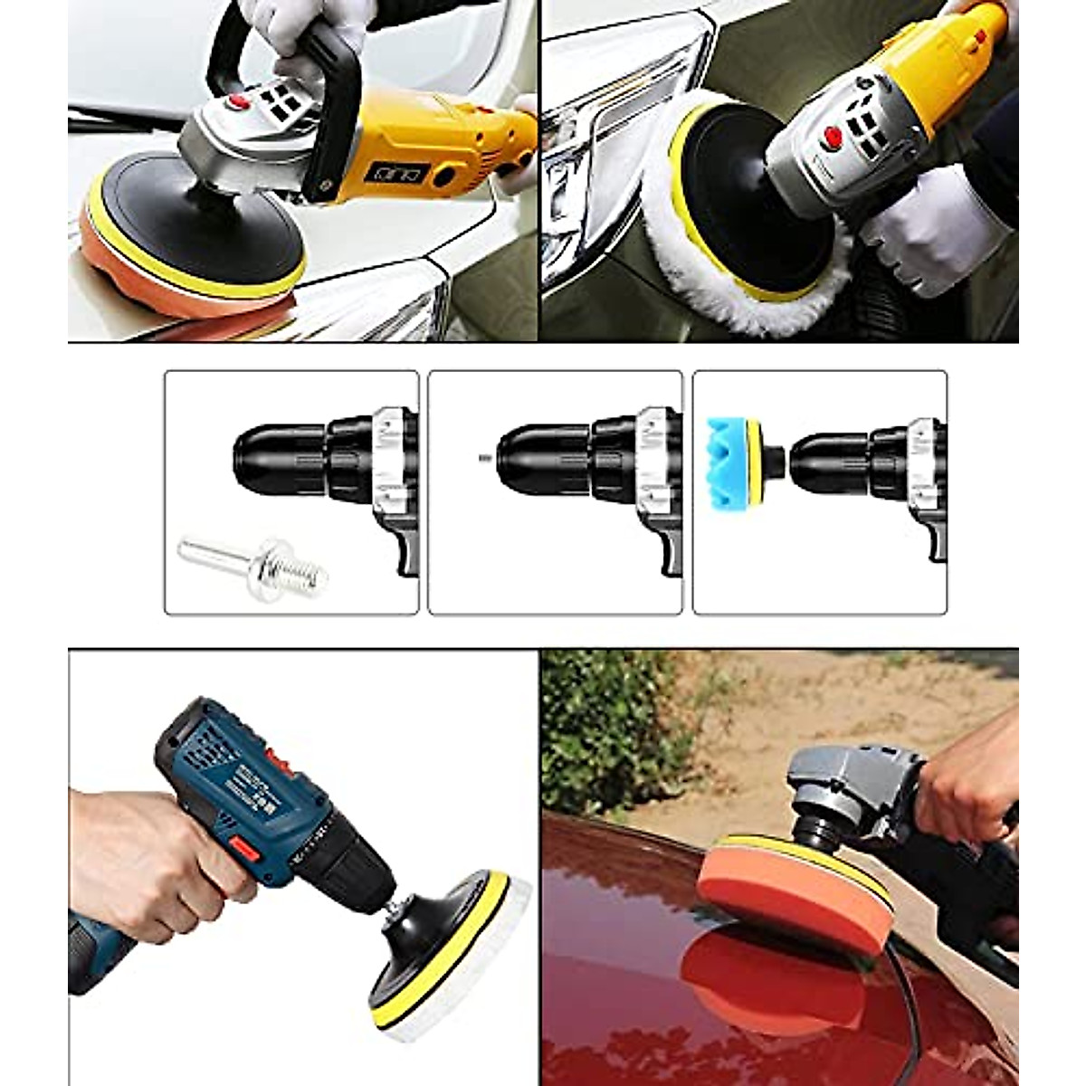 Meraviglie Stella Car Polishing Pads Kit 31 Pcs 3 Inch Foam Buffing Pad with Drill Suction Cups Attachment for Auto Polisher Waxing Sealing Glaze Automotive Care Clear Tools Accessories