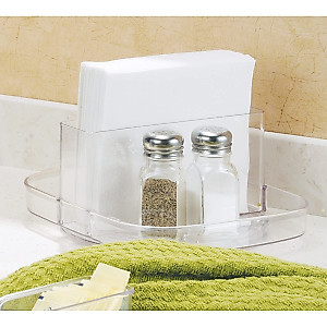 iDesign Linus Plastic Lazy Susan Napkin and Condiments Turntable Holder for Kitchen Countertops and Dining Tables, Clear