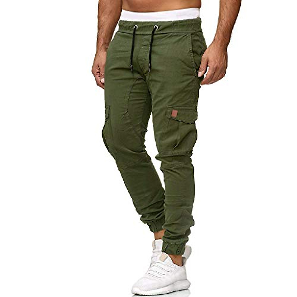 Work Wear Combat Fitness Drawstring Pockets Rope Loose Sweatpant 2023 Outdoor Autumn Men's Cargo Casual Pants Plain Color Joggers Men's Heavyweight Cargo Fleece Sweatpants MAIUS31011HOT0027