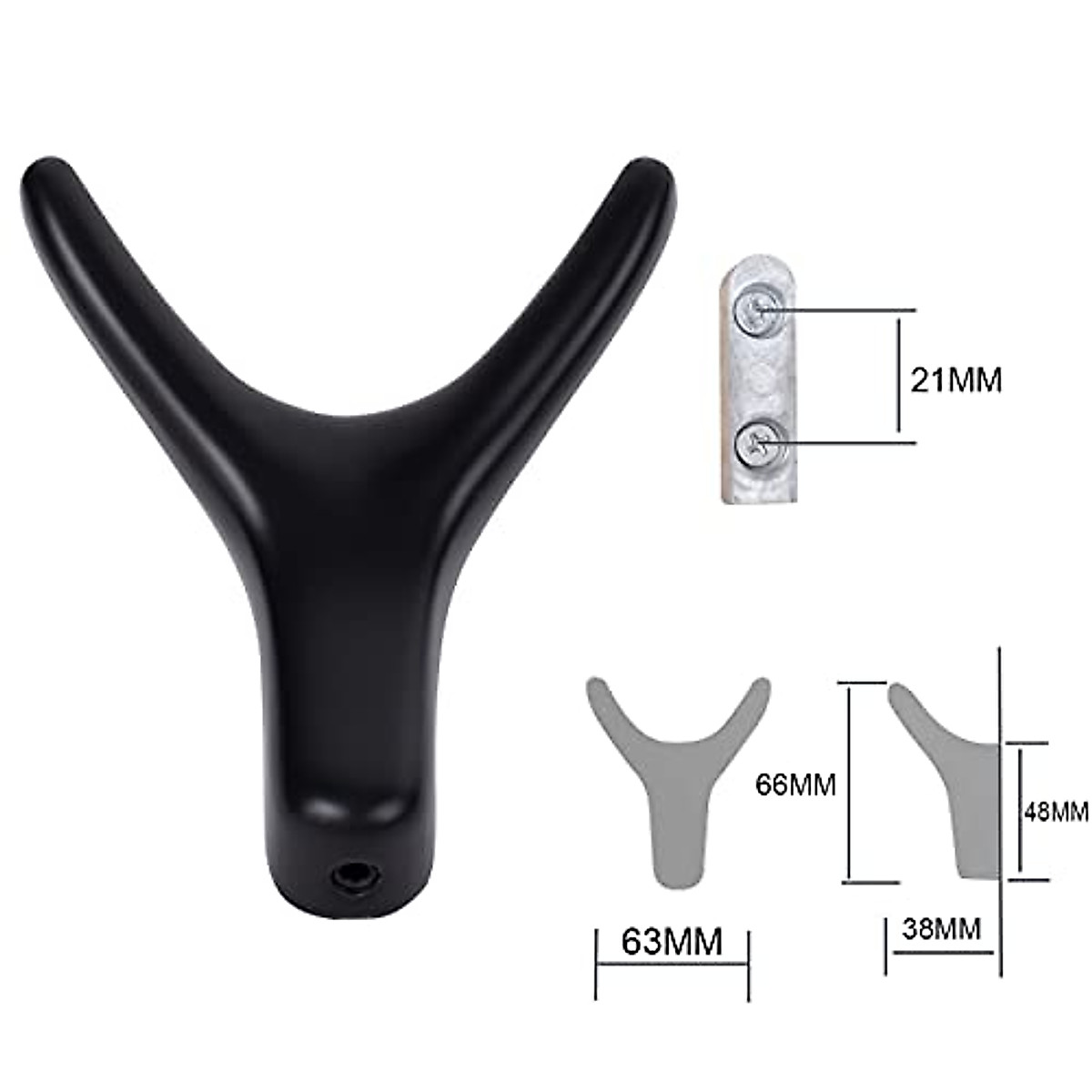 2 Pcs Black Horn Coat Hooks Wall Mounted, Heavy Duty Metal Double Wall Hooks for Hanging Coat Towel Hat etc, Great Modern Decoration Coat Hook for Bedroom Entryway Bathroom Wall Door,Large Load 40lb