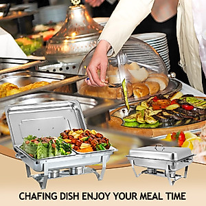 XYJBHB 2 Pack Stainless Steel Chafing Dish 8 QT Half Size Chafing Dish Buffet Set Silver Rectangular Catering Chafer Warmer for Buffet Banquet Party Catering Supplies