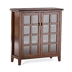 SIMPLIHOME Artisan SOLID WOOD 38 Inch Wide Transitional Medium Storage Cabinet in Russet Brown, For the Living Room, Entryway and Family Room