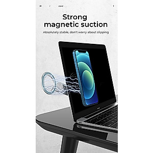 Strong Grip Laptop Phone Holder, Slim Laptop Phone Mount, Portable Phone Mount for Laptop, Computer Monitor Expansion Bracket, Strong Magnetic Phone Mount for All Phones, Silver