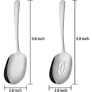 X-Large Serving Spoons Set, 9.8 Inch and 2.8 Inch Slotted Stainless Steel (2 Pack)