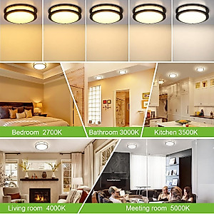 hykolity 13 inch Flush Mount LED Ceiling Light Fixture, 2700K/3000K/3500K/4000K/5000K Adjustable Ceiling Lights, Oil Rubbed Bronze Saturn Dimmable Lighting for Bathroom Kitchen, ETL Listed - 2 Pack