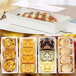Cmkura 50 Pack White Rectangular Disposable Paper Charcuterie Boxes Food Containers Bakery Boxes