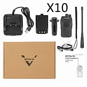 Retevis RT27V MURS 2 Way Radios, Walkie Talkies with Earpiece, Rechargeable, License-Free, 5 Low Traffic Channel, Two-Way Business Radios for Service Emergency Rescue Church(10 Pack)