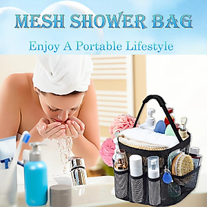 Mesh Shower Caddy Portable for College Dorm Room Essentials, 8-Pocket Large Capacity Shower Tote Toiletry Bag Basket, Quick Dry Hanging Shower Organizer for Bathroom, Gym, Camp, Travel, Cruise, Beach