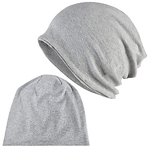 Jemis Women's Baggy Slouchy Beanie Chemo Cap for Cancer Patients (2 Pack ArmyGreen & Gray)