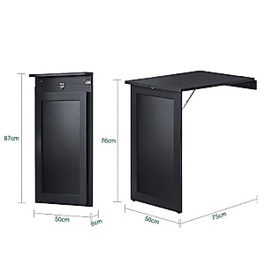 Haotian Wall-Mounted Desk Murphy Desk Folding Kitchen & Dining Table Desk Floating Desk with Chalkboard Children Table Space Saving Fold Up Desk, Black FWT20-SCH