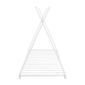 Harper & Bright Designs Twin Floor Bed for Kids, Montessori Bed, Playhouse Bed Frame, Twin Tent Complete Bed, Metal Floor Twin Bed for Kids, Boys, Girls, No Box Spring Needed (White, Twin)