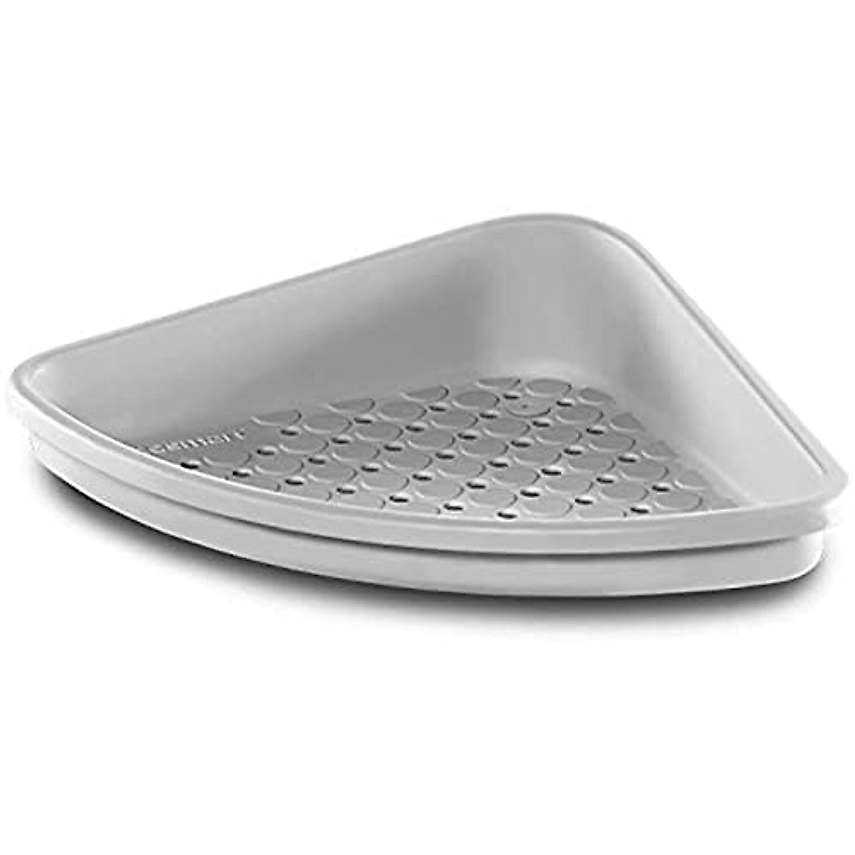 madesmart Plastic Bathtub Corner Shelf for Expanded Soap Storage Space, Storage Shelf for Bathtub Corner with Drainage Holes, Gray