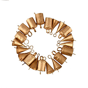 KRATI EXPORTS Barn Bells in Small Sizes- 20 Distinctive Golden Rustic Bells - Full of Beautiful Rough Hewn Variations - Perfect for Home Decor Christmas Jingle Bells