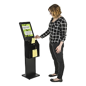 Displays2go Locking Donation Station, Ballot Box with 8.5 x 11-Inch Sign Holder Kiosk (Black) (SSB811BKBK)