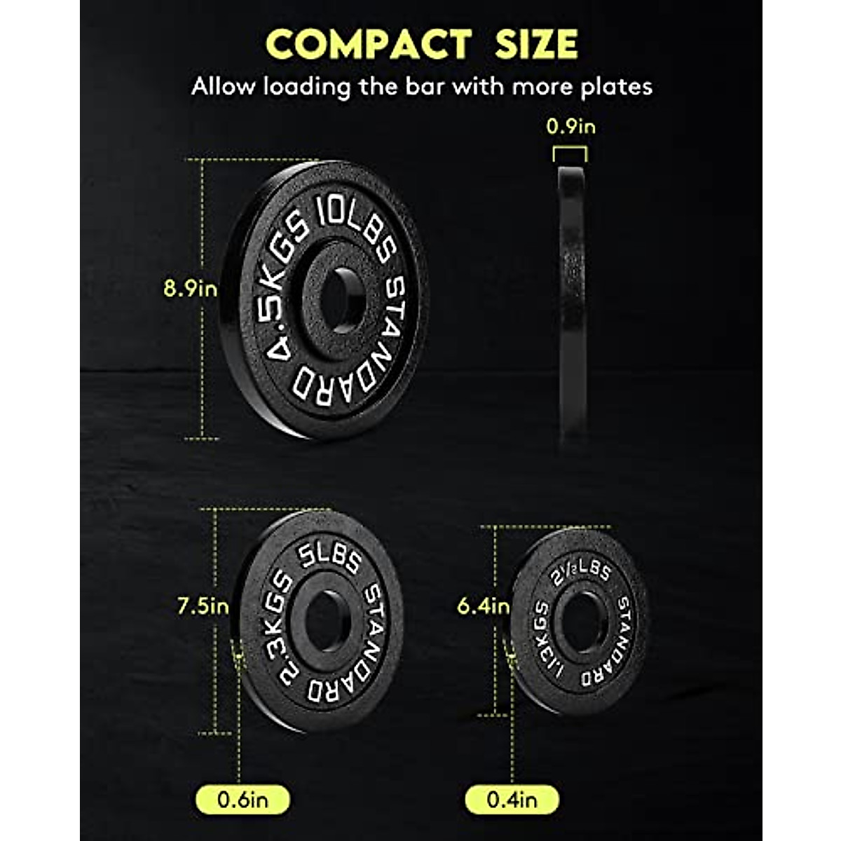 AboveGenius Cast Iron 2-Inch Olympic Plate Weight Set for Strength Training, Weightlifting and Crossfit in Home & Gym
