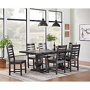 Martin Svensson Home Napa Solid Wood Black Trestle Extendable Leaf Dining Table