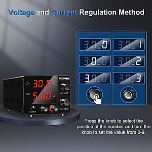 NICE-POWER DC Power Supply Variable, 30V 5A Adjustable Switching Regulated Power Supply with Encoder, Upgraded 3-Digits LED Display, Mini Regulated DC Bench Power Supply
